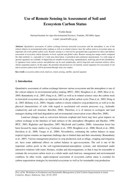 Use of Remote Sensing in Assessment of Soil and Ecosystem ...
