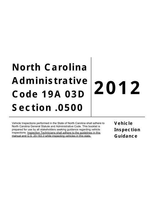 Safety and Emissions Inspection Regulations ... - Connect NCDOT