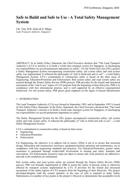 Safe to Build and Safe to Use - LTA Academy - Land Transport ...