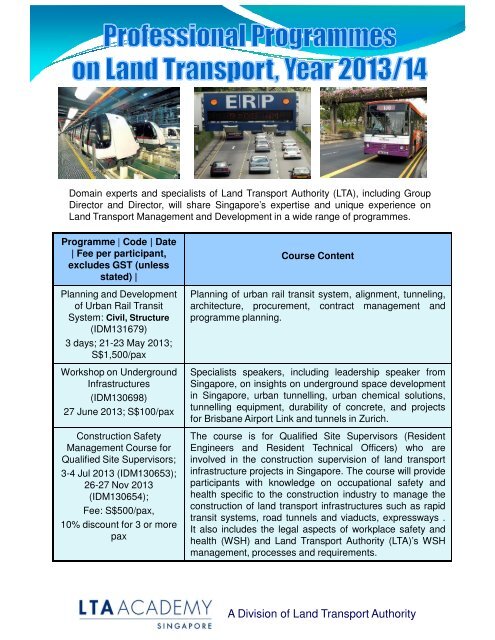 A Division of Land Transport Authority - LTA Academy