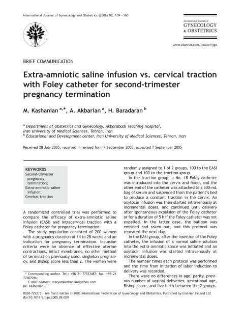 Extra-amniotic saline infusion vs. cervical traction with Foley ...