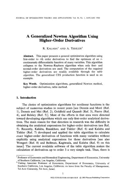 A generalized Newton algorithm using higher-order derivatives