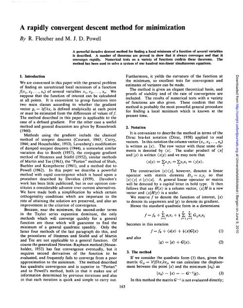 A Rapidly Convergent Descent Method For Minimization