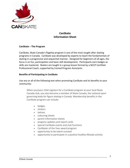 CanSkate Information Sheet - Skate Canada