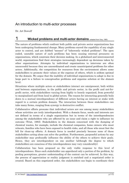 An introduction to multi-actor processes - Are you looking for one of ...