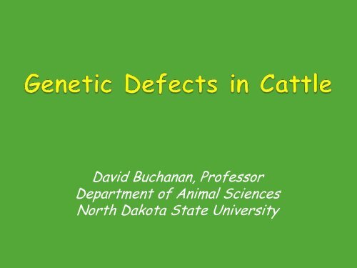 Genetic Defects in Cattle - Department of Animal Science