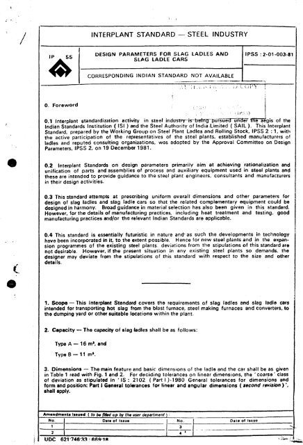 Design parameters for slag ladles and slag ladle cars