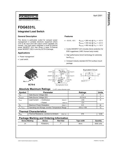 FDG6331L Integrated Load Switch - Guy Carpenter