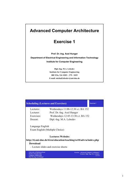 Advanced Computer Architecture Exercise 1