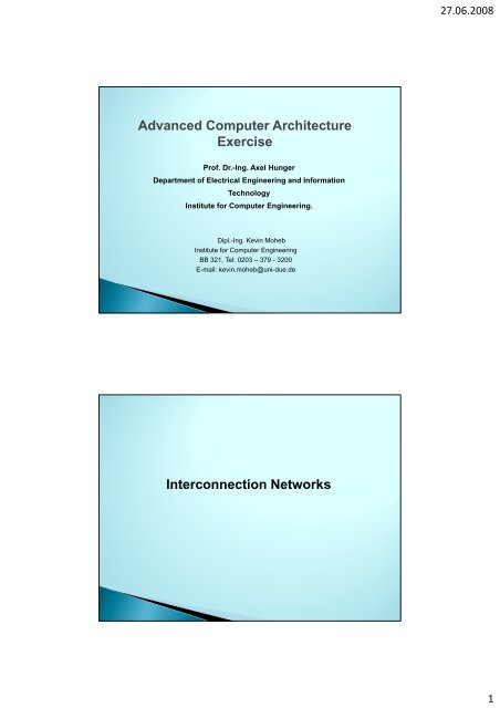 Advanced Computer Architecture Exercise Interconnection Networks