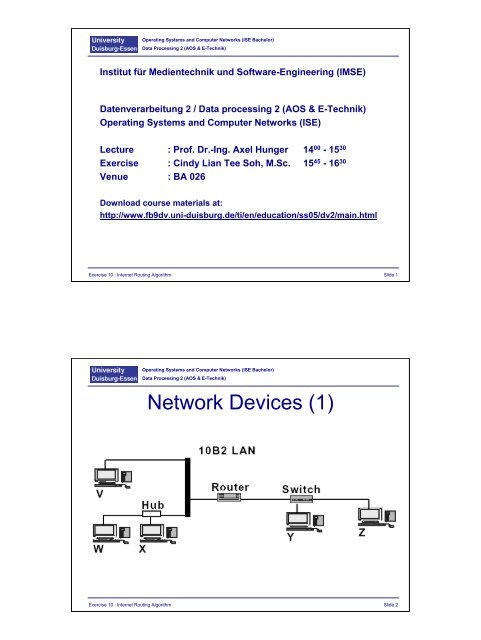 Exercise 10 : Internet Routing Algorithm