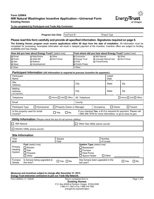 Form 320WA - Energy Trust of Oregon