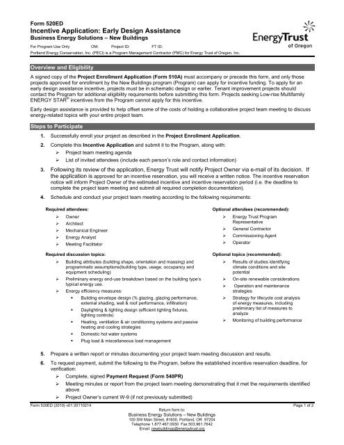 Form 520ED - Energy Trust of Oregon