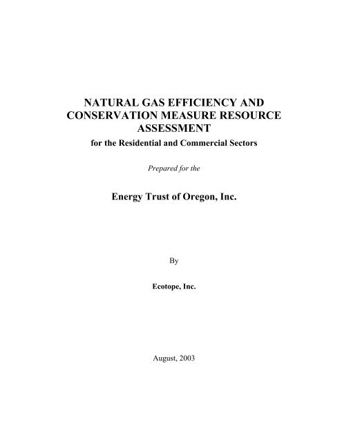 natural gas efficiency and conservation measure resource assessment
