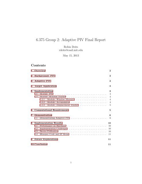 Final Report - Computation Structures Group - MIT