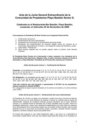 Actas de la Junta General Anual de la Comunidad de Propietarios ...