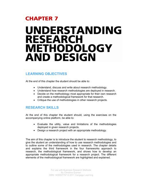 LEARNING OBJECTIVES RESEARCH SKILLS - Cengage Learning