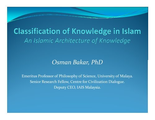 Classification of Knowledge - Epistemology