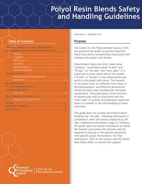 Polyol Resin Blends Safety and Handling Guidelines