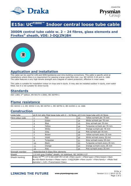 Download datasheet - Draka Communications - Prysmian Group