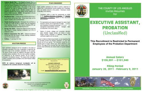 EXECUTIVE ASSISTANT - Los Angeles County Probation Department