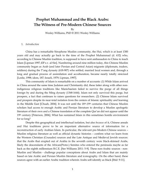 Prophet Muhammad and the Black Arabs - Dr. Wesley Muhammad