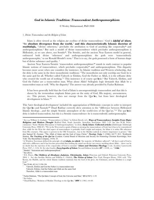 Transcendent Anthropomorphism - Dr. Wesley Muhammad