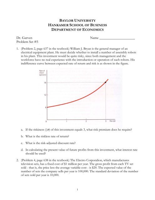 Problem Set #5 - Finance, Insurance & Real Estate - Baylor University Problem Set #5 - Finance, Insurance & Real Estate - Baylor University