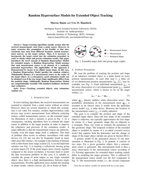 Random Hypersurface Models for Extended Object Tracking - ISAS