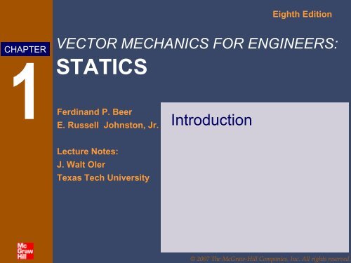 Vector Mechanics for Engineers: Statics