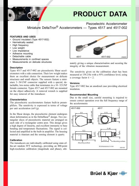 Product Data Sheet: piezoelectric Accelerometer Miniature ...