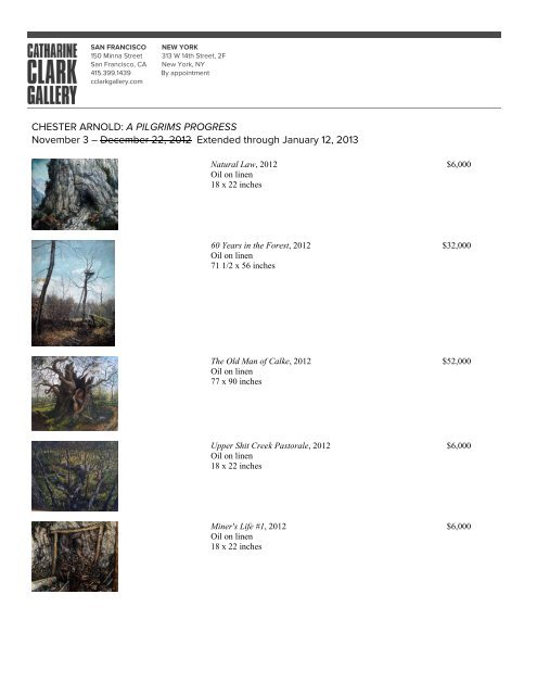 Exhibition Checklist (PDF) - Catharine Clark Gallery