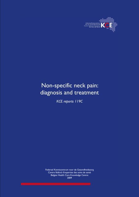 Non-specific neck pain: diagnosis and treatment - KCE