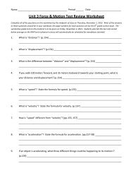 Force and Motion Review Sheet
