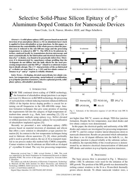 Selective Solid-Phase Silicon Epitaxy of p Aluminum ... - IEEE Xplore