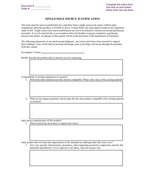 SINGLE SOLE SOURCE JUSTIFICATION single-sole-source-justification