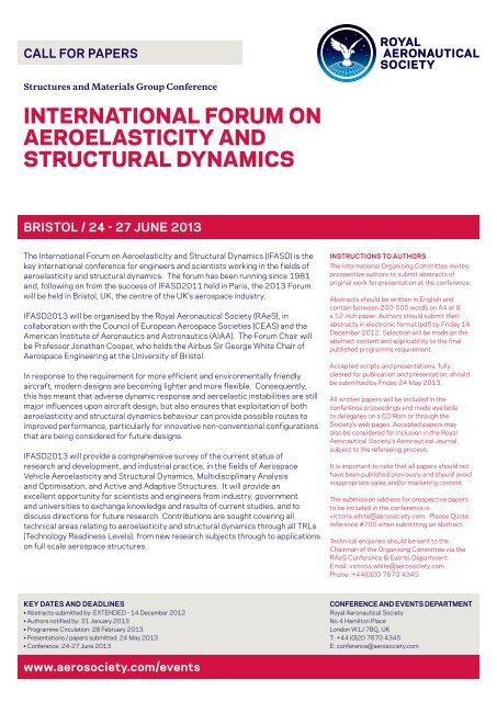 international forum on aeroelasticity and structural dynamics - Royal ...
