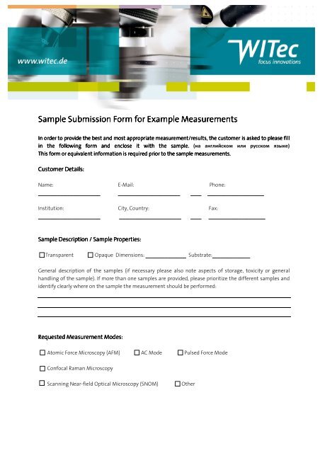 Sample Submission Sample Submission Form for Example ...