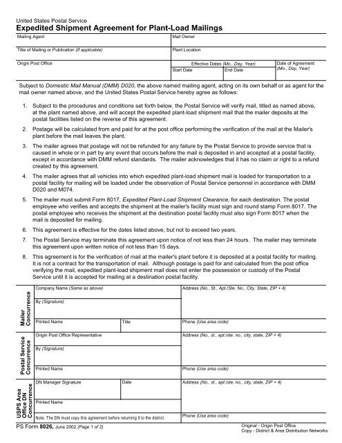 PS Form 8026 PDF - USPS.com® - About