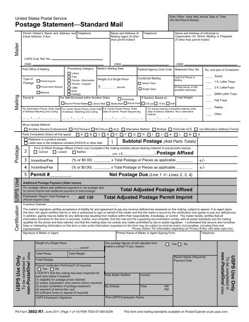 Postage Statement—Standard Mail - USPS.com® - About