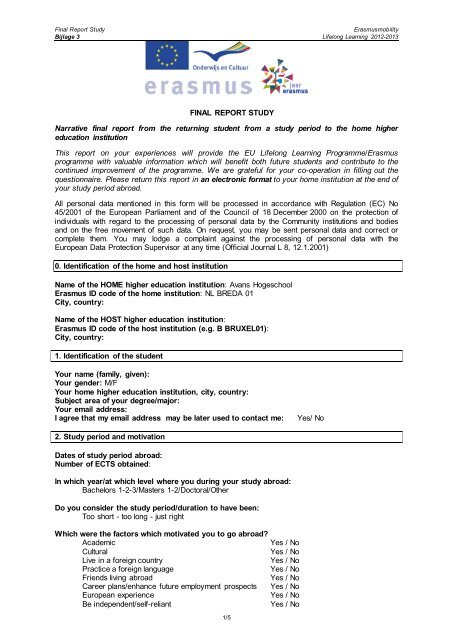 STUDENT REPORT - Studentinfo - Avans Hogeschool