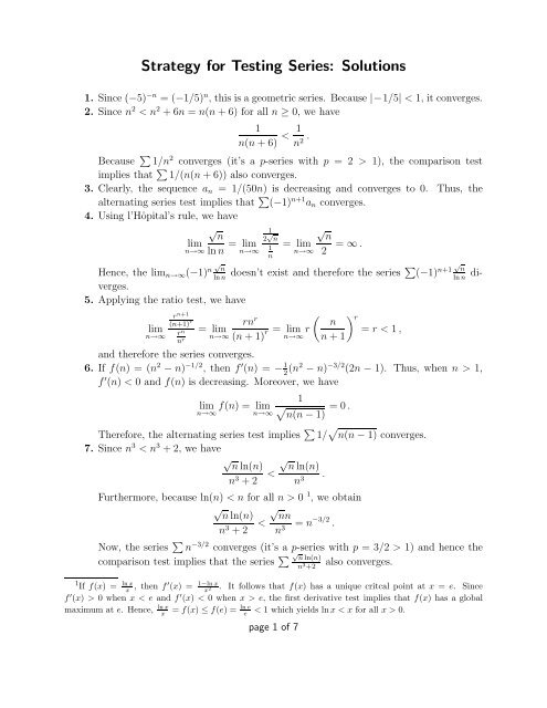 Strategy for Testing Series: Solutions