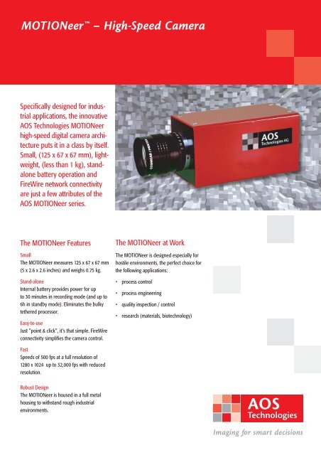MOTIONeerâ ¢ â High-Speed Camera - AOS Technologies AG