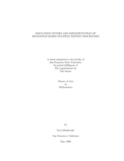 Vera Klimkovsky's Thesis - Mathematics - San Francisco State ...
