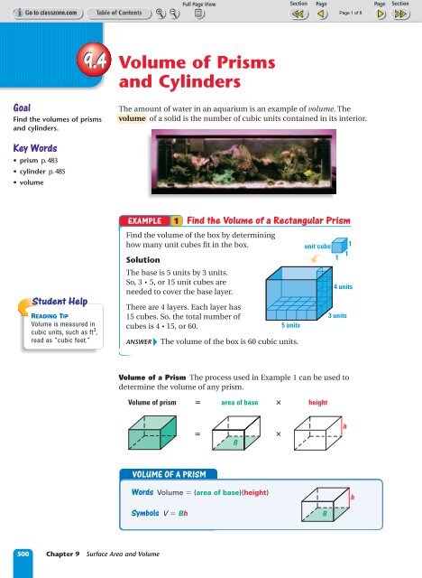 9.4 Volume of Prisms and Cylinders