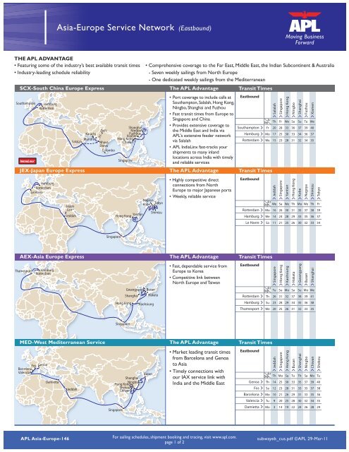 Asia-Europe Service Network (Eastbound) - APL Co. (Germany)