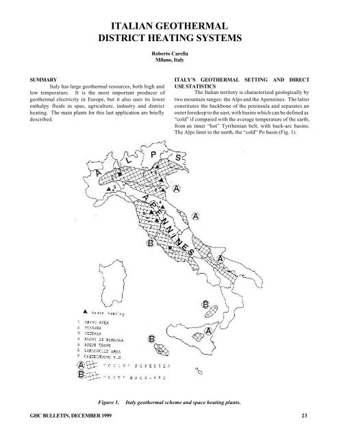 Italian Geothermal District Heating Systems - Geo-Heat Center