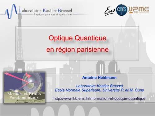 Optique Quantique - Enseignement en Physique à l'ENS