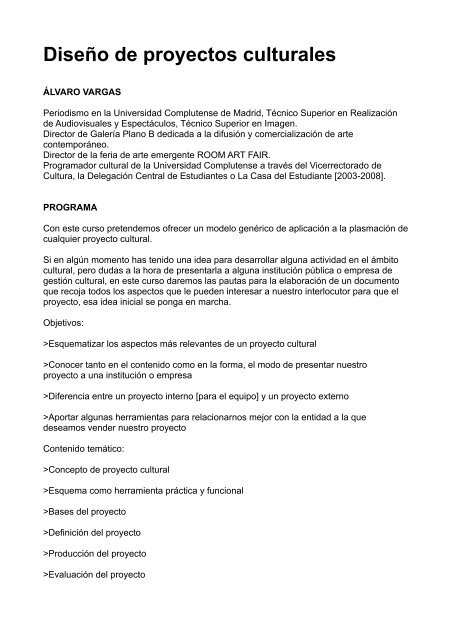Diseño de proyectos culturales - Fundación Helga de Alvear