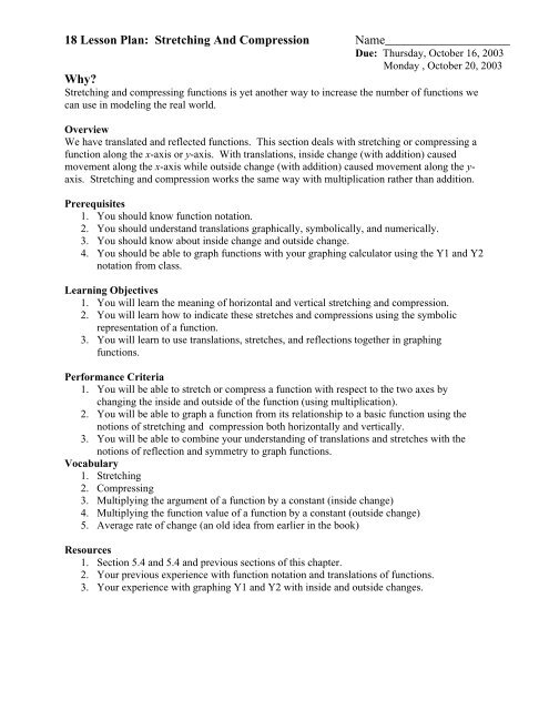 18 Lesson Plan: Stretching And Compression ...